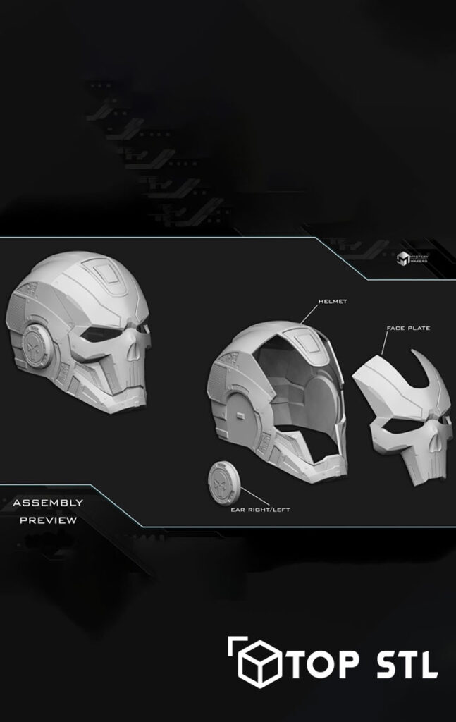 Cosplay STL Files Iron Man Punisher Helmet 3D Model - TOP STL