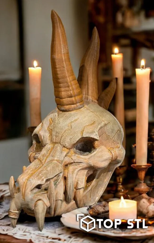 Black Dragon Skull STL 3D Print Model - TOP STL