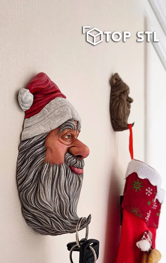 Santa Claus Wall Mount STL 3D Print Model - TOP STL