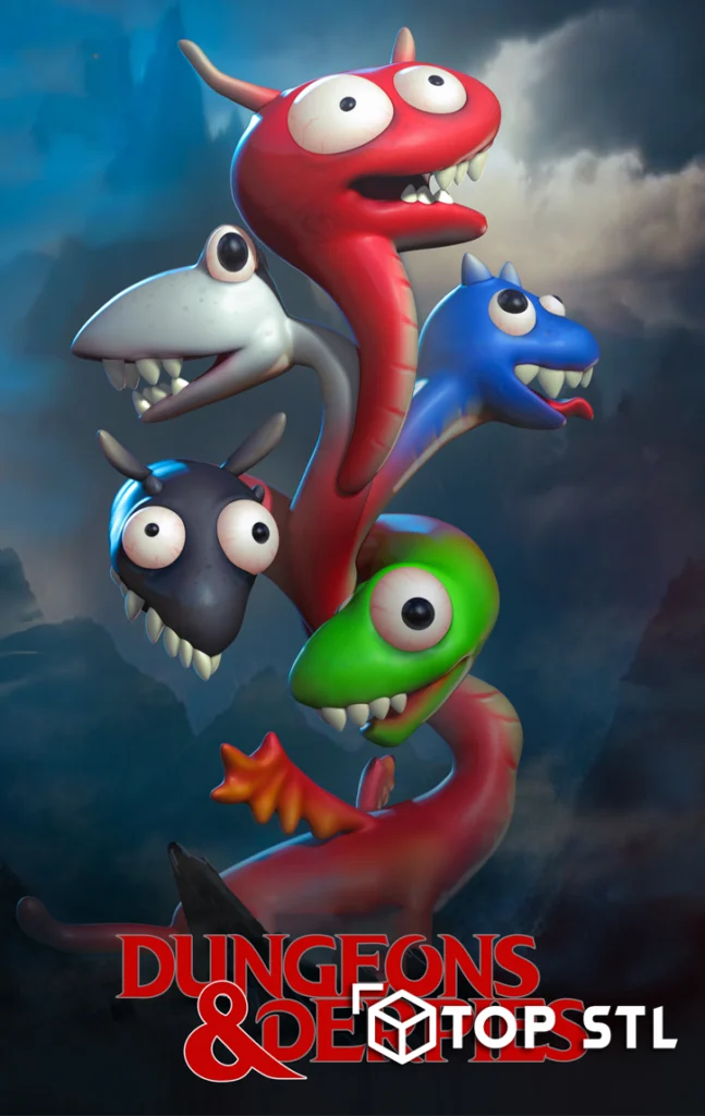 Derpy Tiamat Dragon STL 3D Print Model - TOP STL