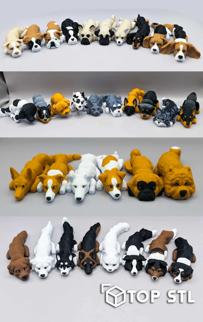 Flexi Dog Keychain Pack STL-3MF 3D Print Epic Models TOP STL